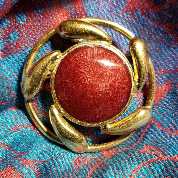 Vintage | Jewelry | Vintage Red Enamel Brooch Gold Tone Pin | Poshmark